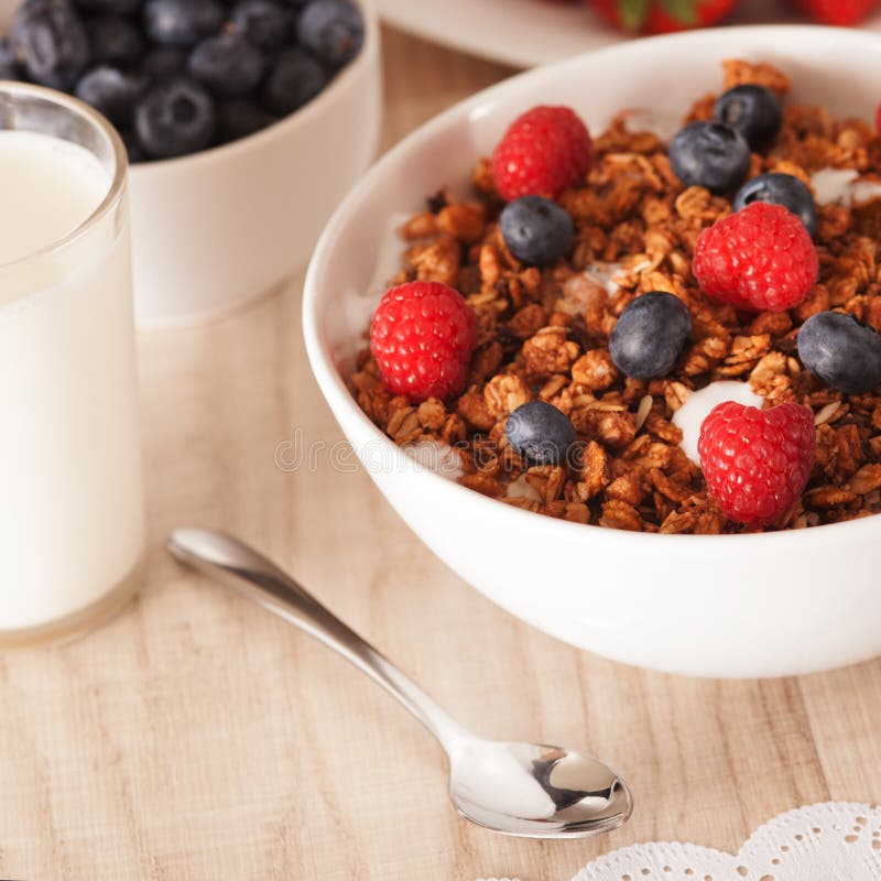 Muesli with berries stock image. Image of bowl, flakes - 35370449