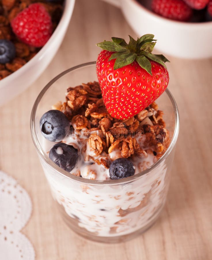 Yogurt with Muesli and Berries Stock Image - Image of bowl, dessert ...