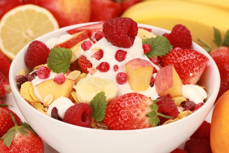 Muesli for breakfast stock photo. Image of peaches, strawberries - 22826494