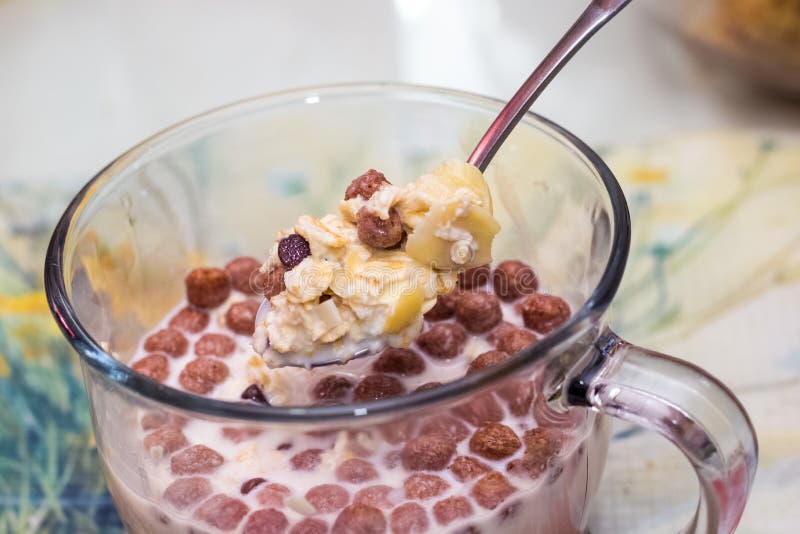 Muesli breakfast stock image. Image of almonds, chocolate - 38771305