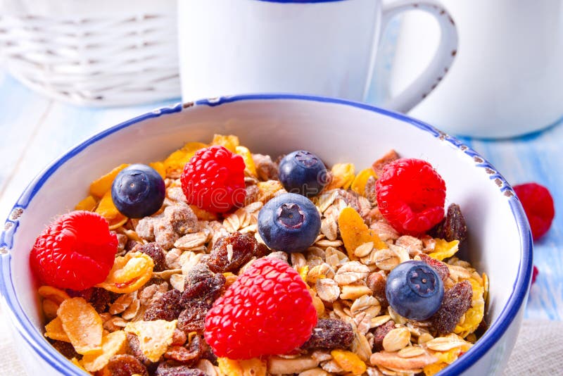Muesli Breakfast Menu with Forest Fruits Stock Image - Image of fruits ...