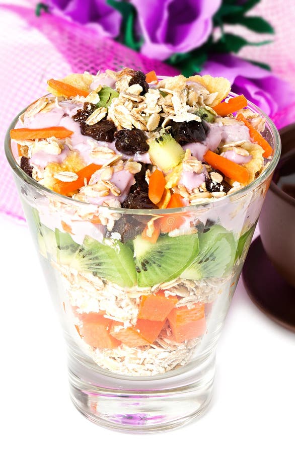 Muesli stock photo. Image of glass, morning, granola - 35267436