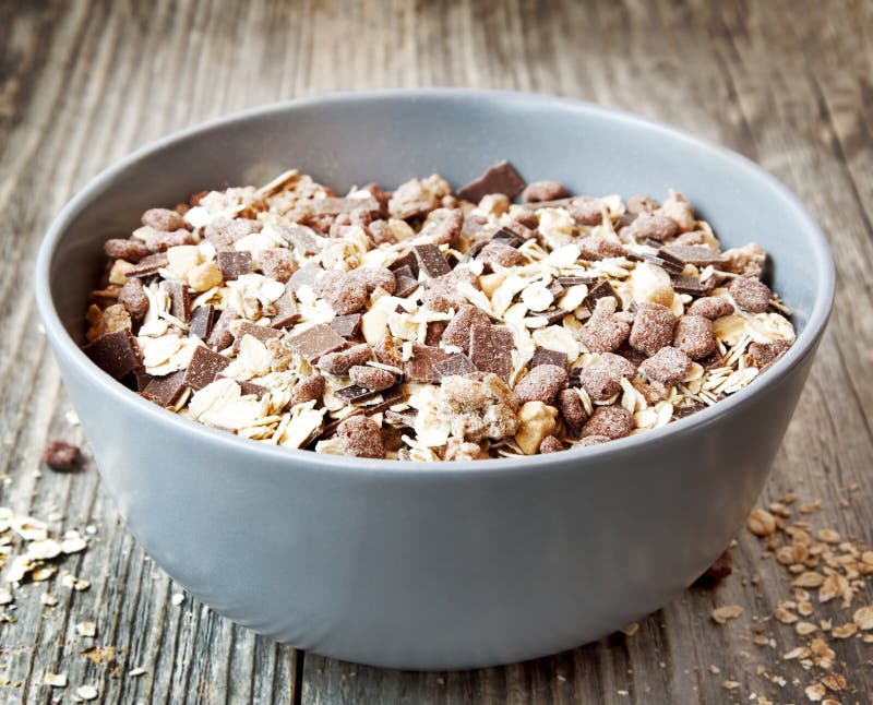 Muesli with Chocolate Flakes Stock Photo - Image of muesli, nutrient ...