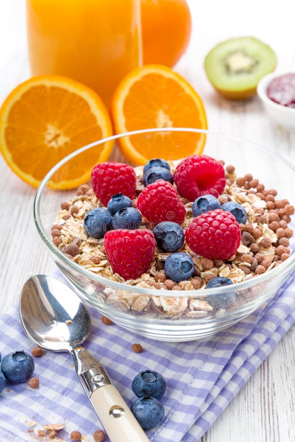 Muesli with fresh fruit stock photo. Image of diet, meal - 51289018