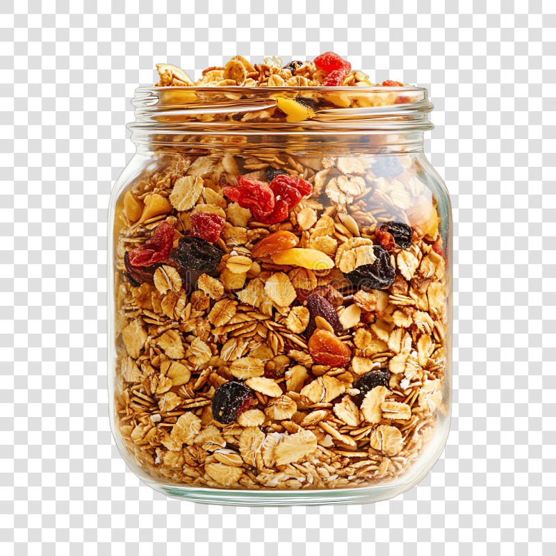 Muesli in glass jar stock image. Illustration of vegetarian - 341526395