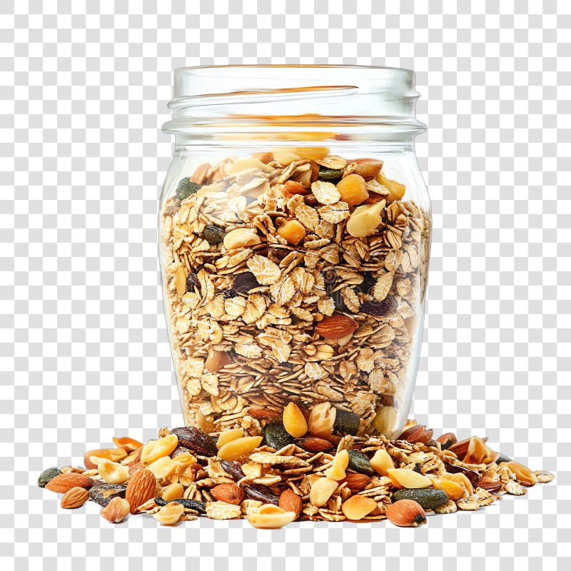 Muesli in glass jar stock image. Illustration of food - 341526399