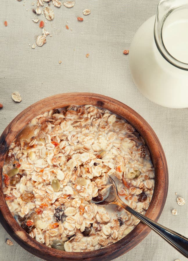 Muesli with milk stock image. Image of grain, diet, dieting - 39621609