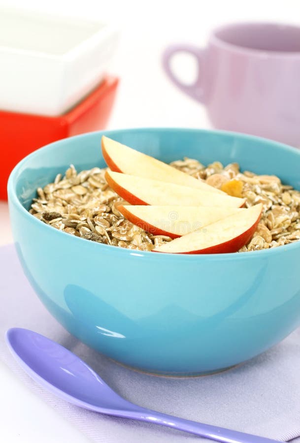 Muesli of Oats and Apple in Bowl Stock Image - Image of crop, nutrition ...