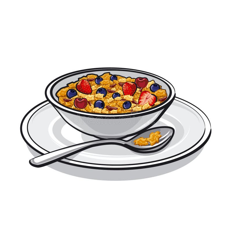 Muesli op ontbijt stock illustratie. Illustration of vers - 37768975