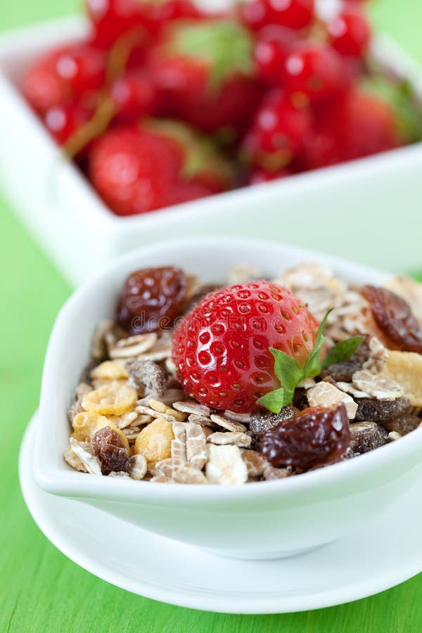Muesli with strawberry stock image. Image of granola - 20292635