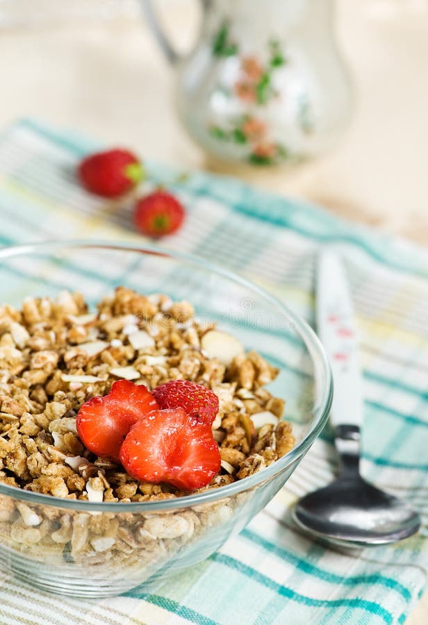 Muesli with strawberry stock photo. Image of natural - 25904616