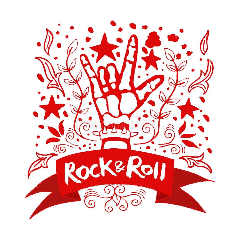 Muestra De La Mano Del Rock-and-roll Ilustración del Vector ...