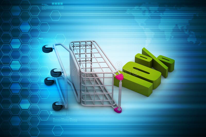 Muestra De Porcentaje Con La Carretilla De Las Compras Stock de ...