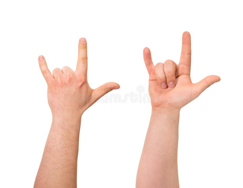 Muestra Del Gesto De Mano De Los Cuernos Aislada Foto de archivo ...