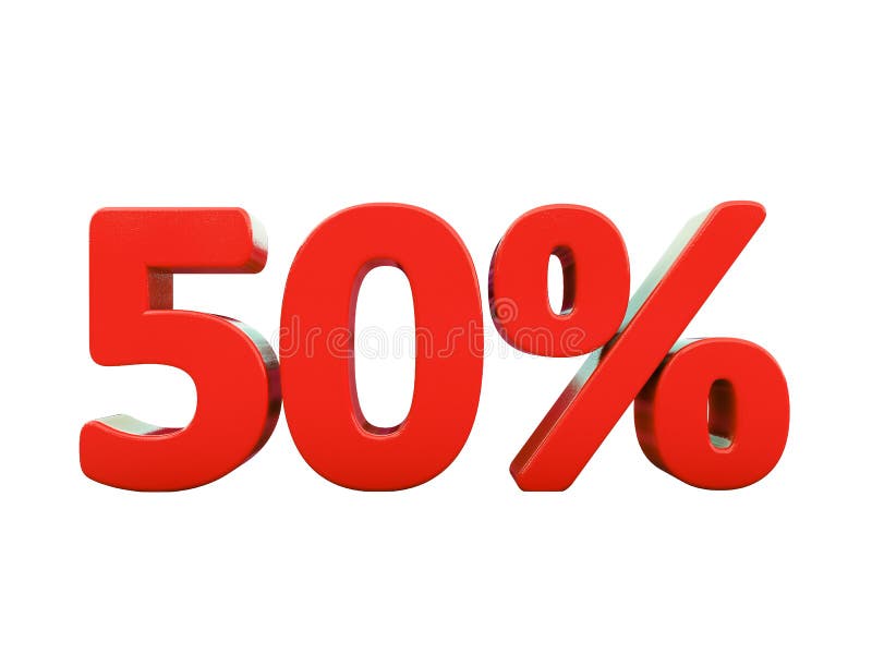 Muestra Del 50 Por Ciento Roja Aislada Stock de ilustración ...