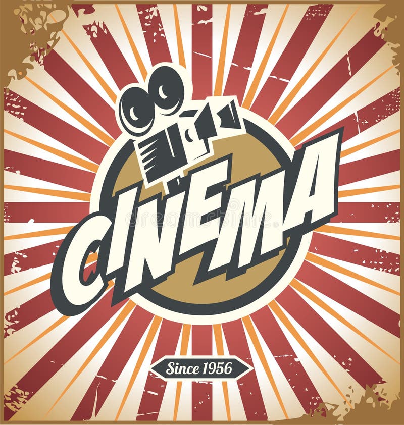Cartel retro del cine ilustración del vector. Ilustración de verano ...