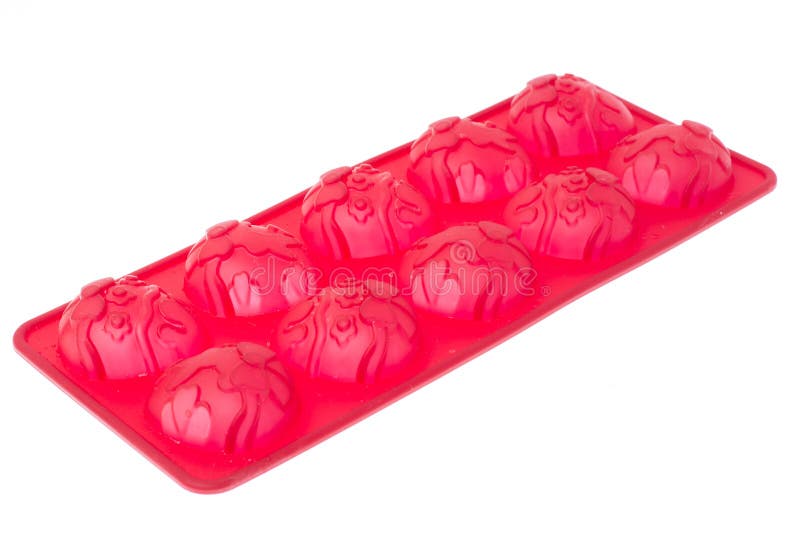 Muffa Rossa Del Silicone Per Ghiaccio Immagine Stock - Immagine di ...
