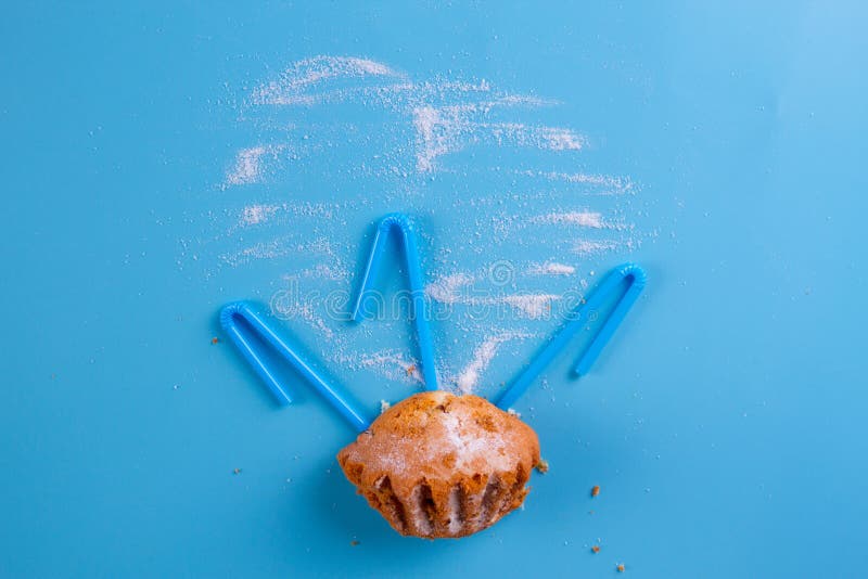 Muffin on the Blue Background Stock Photo - Image of baked, muffin ...