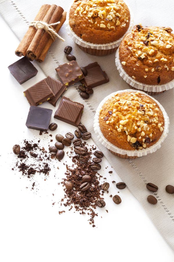 Muffin Cakes with Chocolate Stock Image - Image of cake, pastry: 56537445