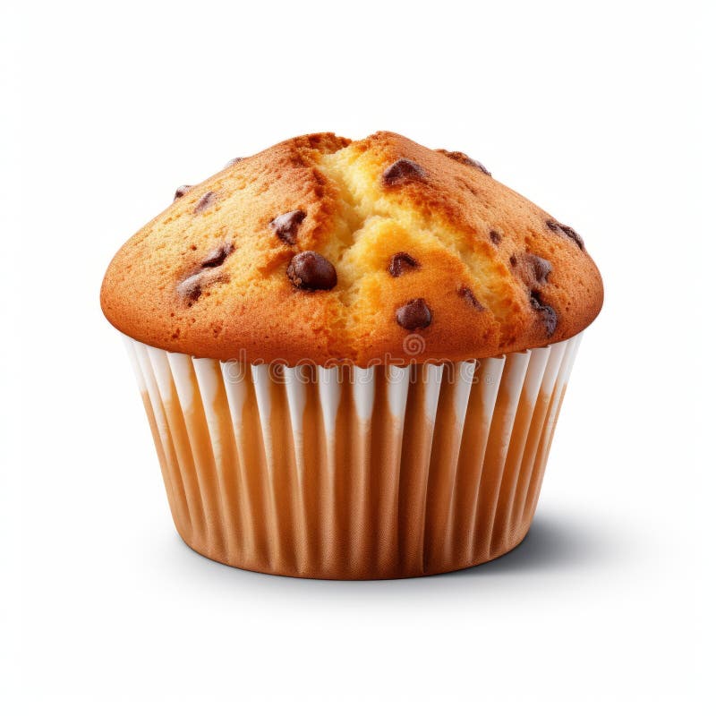 Photo Realistic Chocolate Chip Muffin on White Background Stock ...