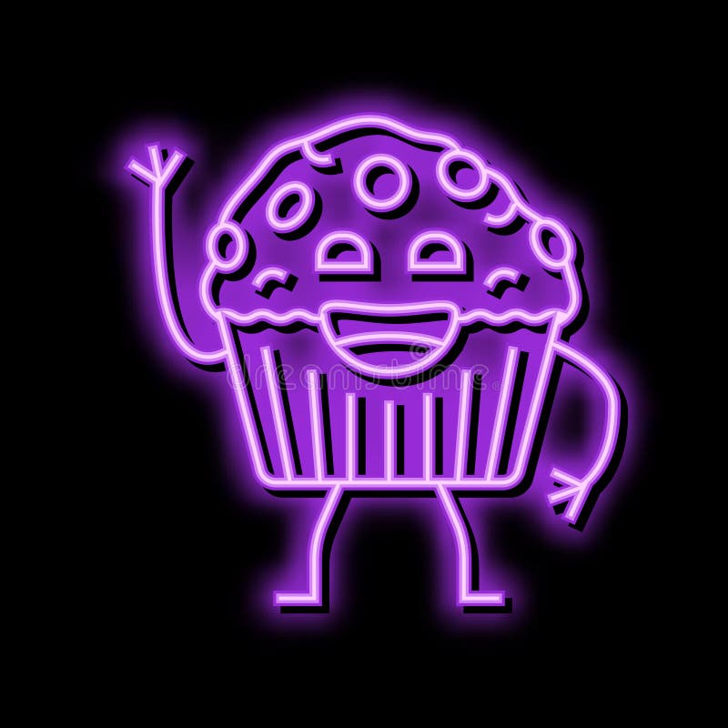Muffin Dessert Character Neon Glow Icon Illustration Stock Vector ...