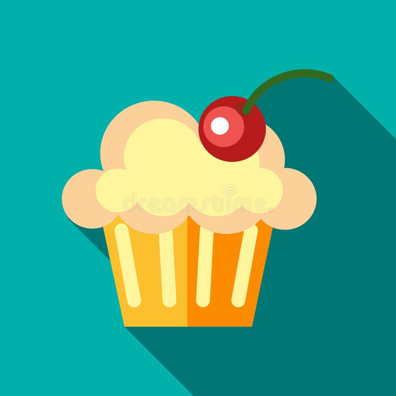Muffin icon, flat style stock vector. Illustration of flat - 81994105