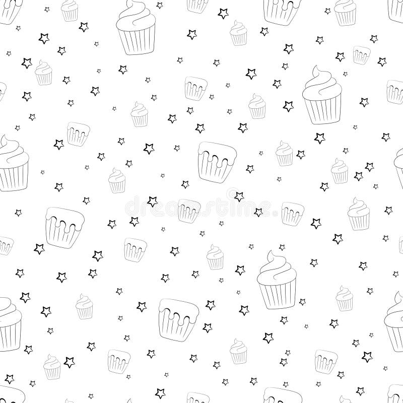 Muffin with Blueberry Isolated on White Background. Hand Drawn Vector ...