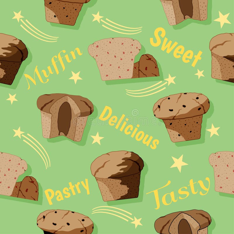 Muffin seamless pattern stock vector. Illustration of gourmet - 63267800