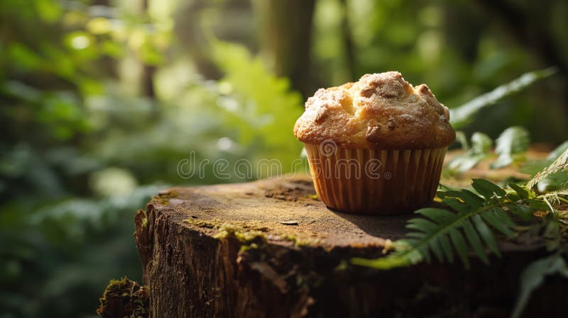 Muffin on a Stump in Sunlight Stock Illustration - Illustration of ...