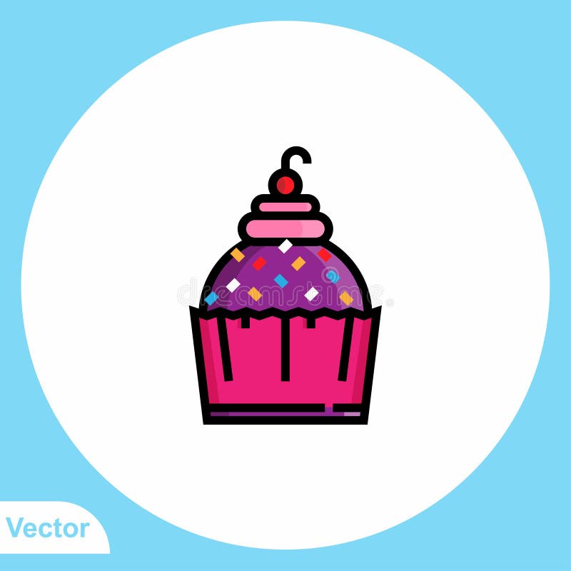 Muffin Vector Icon Sign Symbol Stock Vector - Illustration of cherry ...