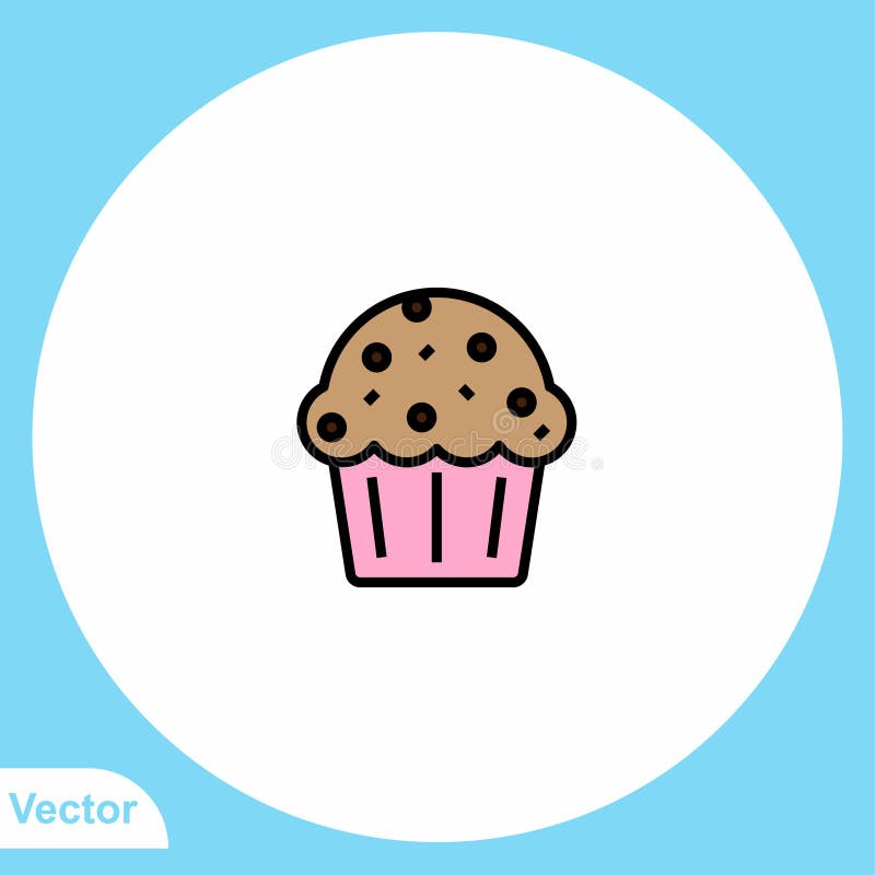 Muffin Vector Icon Sign Symbol Stock Vector - Illustration of cute ...