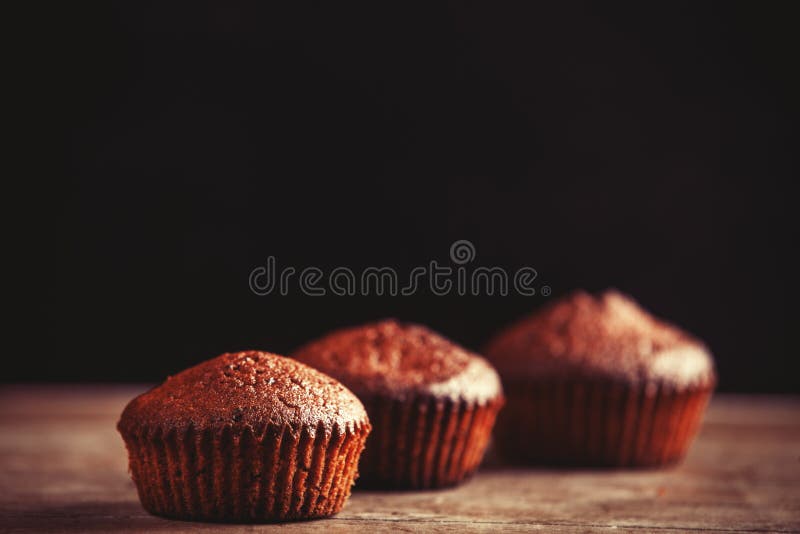 Muffin on wooden table. stock image. Image of tasty, holidays - 35593637
