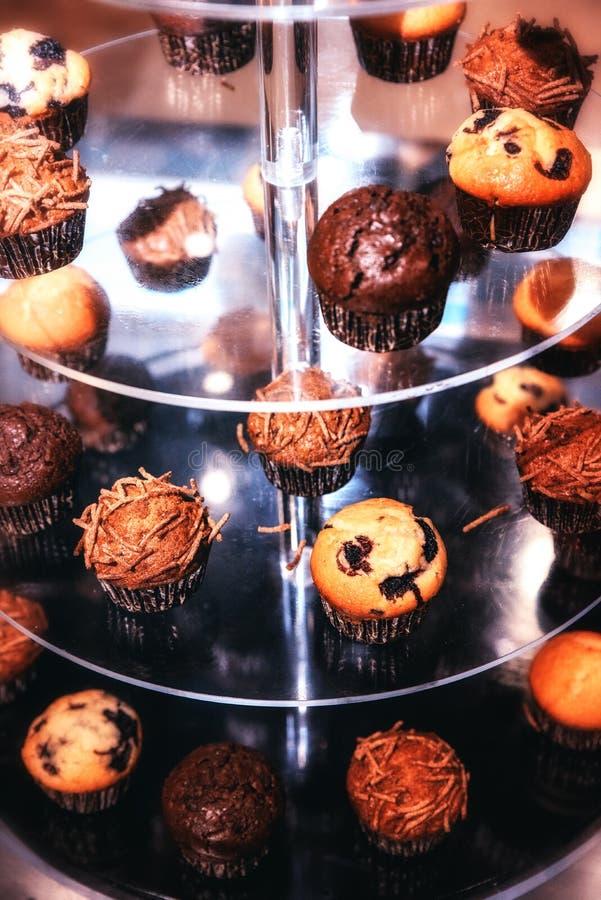 Muffins on Bakery Tray Buffet for Morning Continental Breakfast Stock ...
