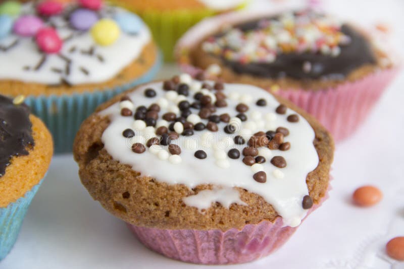 Muffins on cake top detail stock photo. Image of decor - 33907312