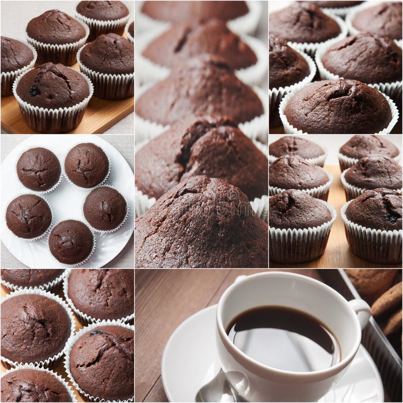 Muffins collage stock photo. Image of board, color, homemade - 62354984