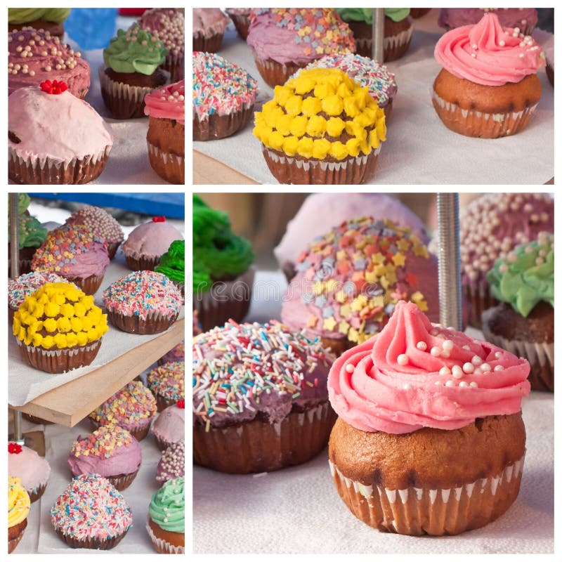 Colorful cakes collage stock photo. Image of biscuit - 18251928