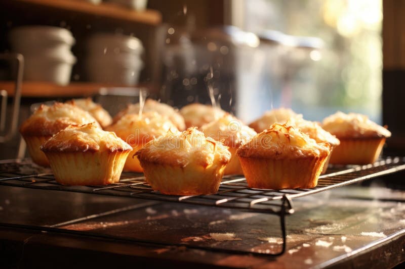 Muffins Cooling on a Wire Rack, Natural Light Stock Image - Image of ...