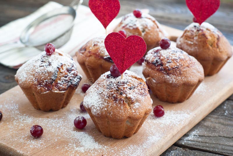 Muffins with hearts stock image. Image of berries, heart - 50449129