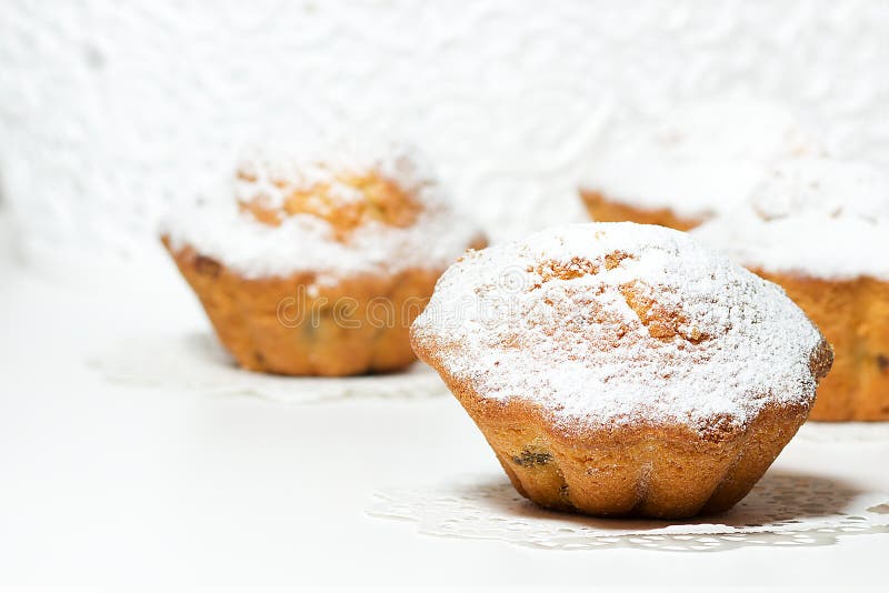 Muffins with icing sugar stock image. Image of pattern - 88349083