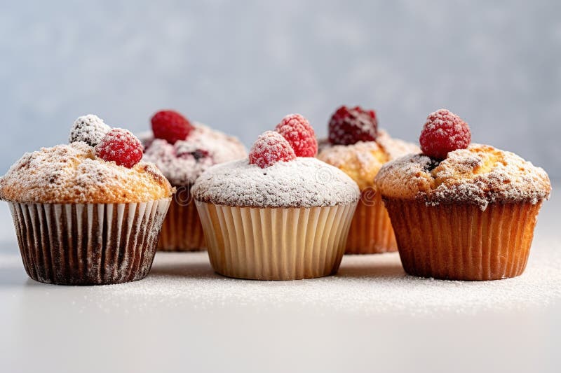 Muffins with a Mug of Tea on a Light Background Stock Illustration ...