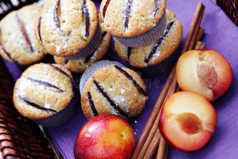 Muffins with plums stock photo. Image of delicious, patty - 21279782