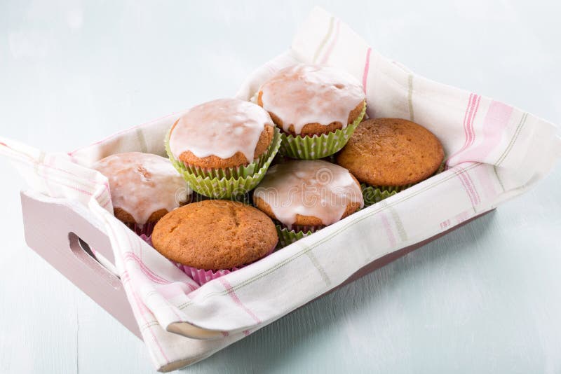 Muffins with sugar icing stock image. Image of closeup - 137460643