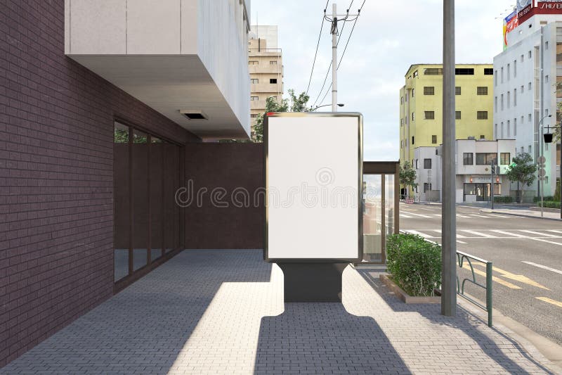 Mupi Sign Roadside Signage Mockup Stock Image - Image of street ...