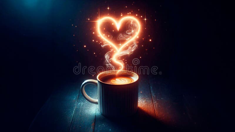 A Mug with Aromatic Coffee, a Bright Glowing Steam in the Shape of a ...