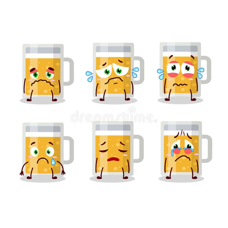 Mug of Beer Cartoon Character with Sad Expression Stock Vector ...