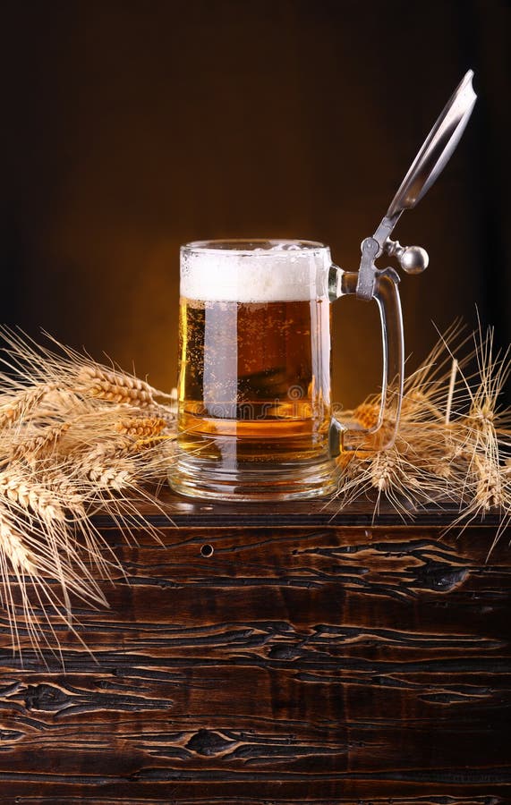 Mug of beer on a chest stock photo. Image of bubbles - 42409808