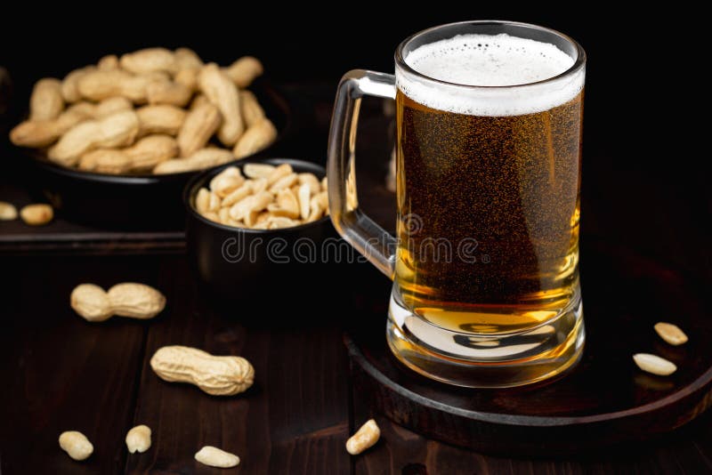 Mug of Beer with Foam and Peanuts Pub Background Stock Illustration ...