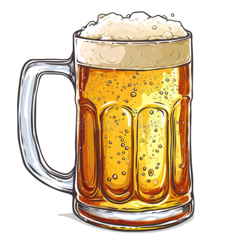 A Mug of Beer with Foamy Bubbles, Pop-art Retro Half Tone Effect Stock ...