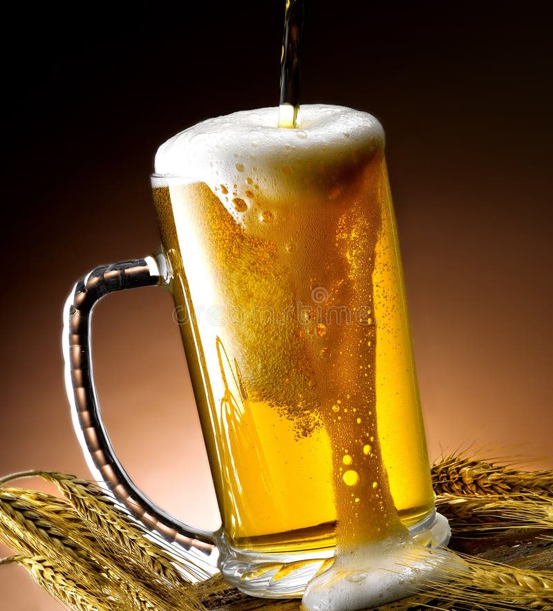 Mug of beer on a chest stock photo. Image of chill, fizzy - 42409816
