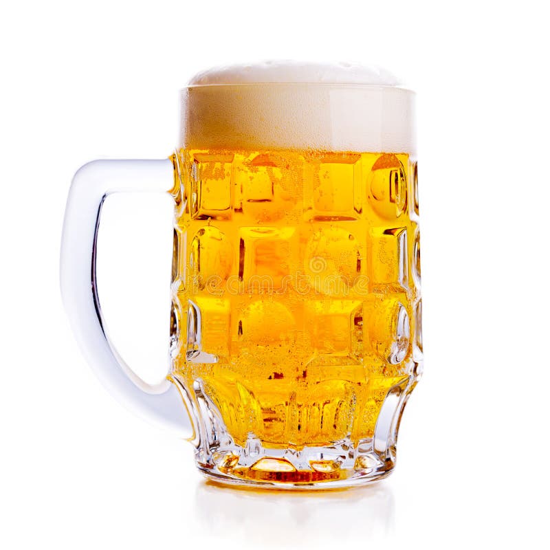 Mug of Beer Isolated on White Stock Photo - Image of full, brown: 60285392